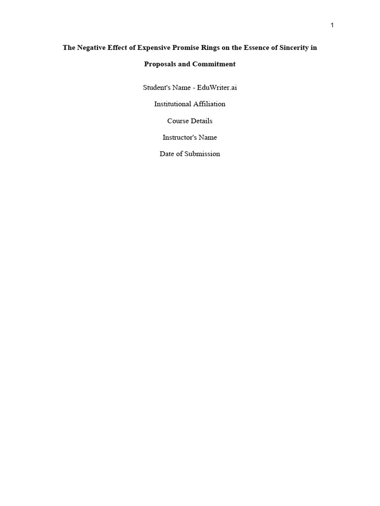 The Negative Effect of Promise Ring or Expensive Ring Detrimental To ...