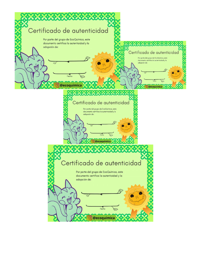 Formatos Certificados Eco | PDF