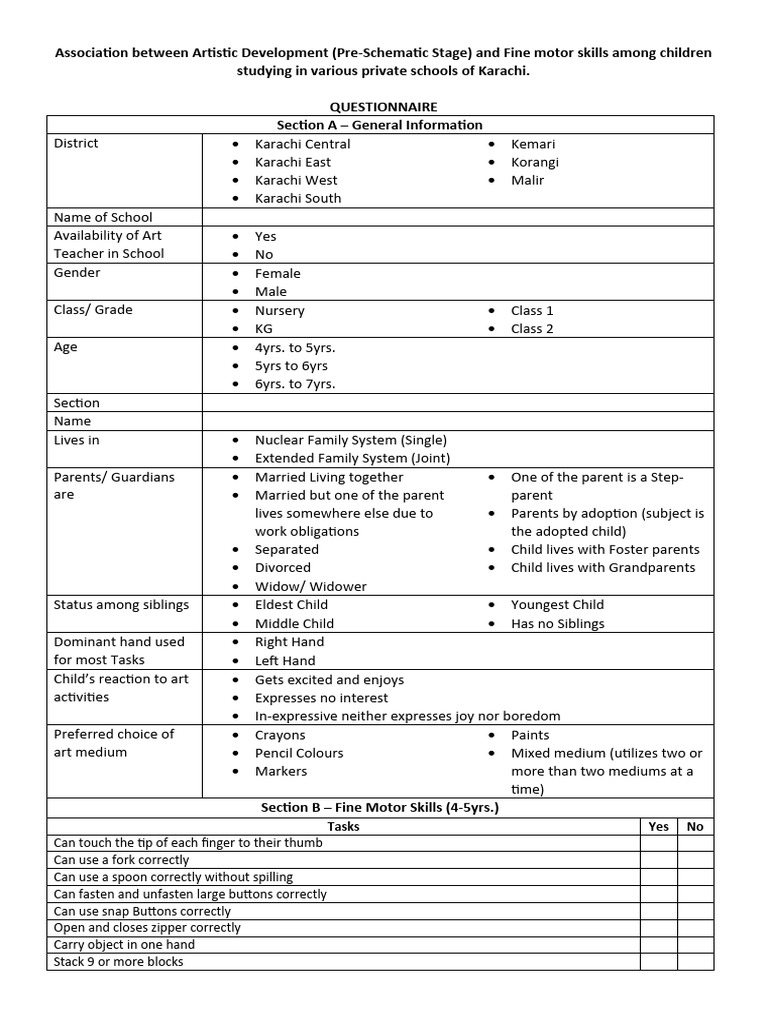 Association between Artistic Development (Pre-Schematic Stage) and Fine ...
