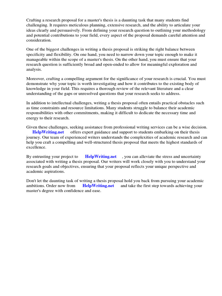 Research Proposal For Master Thesis | PDF | Thesis | Sampling (Statistics)