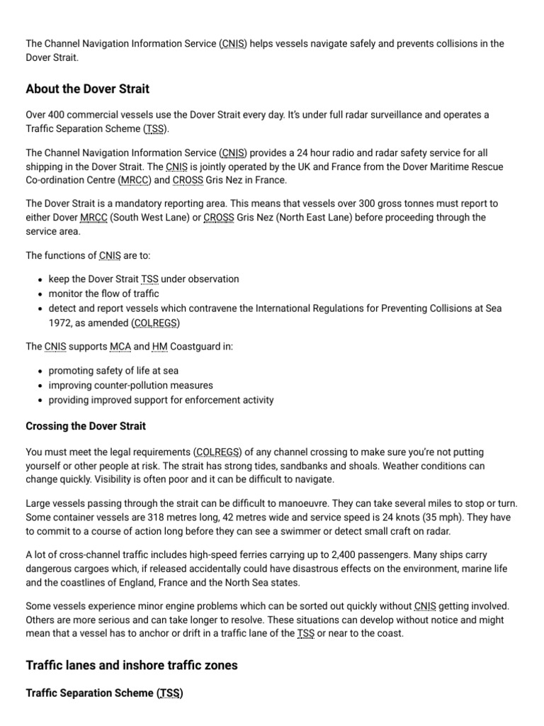 Dover Strait Crossings - Channel Navigation Information Service (CNIS ...