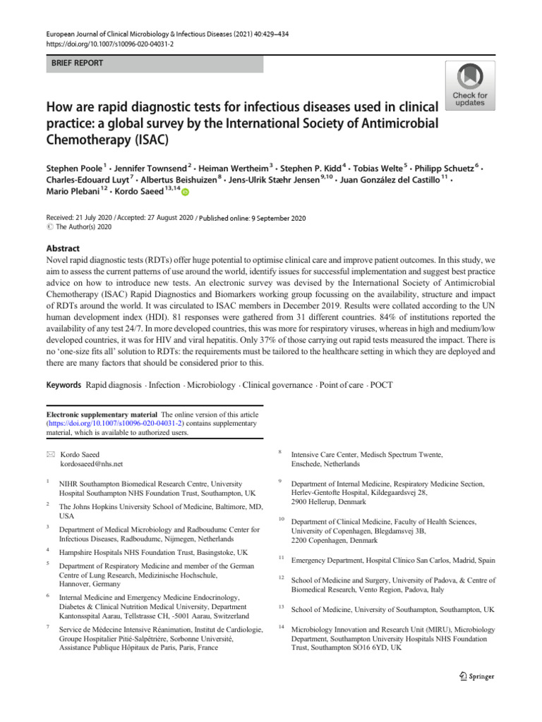 How Are Rapid Diagnostic Tests For Infectious Diseases Used in Clinical ...