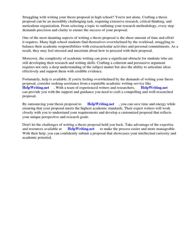Thesis Proposal Sample High School Pdf Thesis Essays