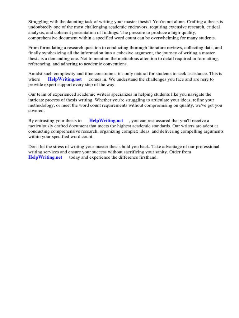 Master Thesis Word Count | Download Free PDF | Thesis | Doctor Of ...
