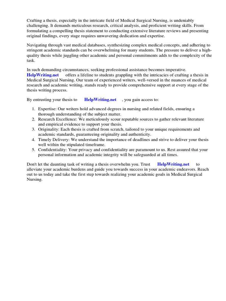 Sample Thesis Medical Surgical Nursing | PDF | Nursing | Palliative Care