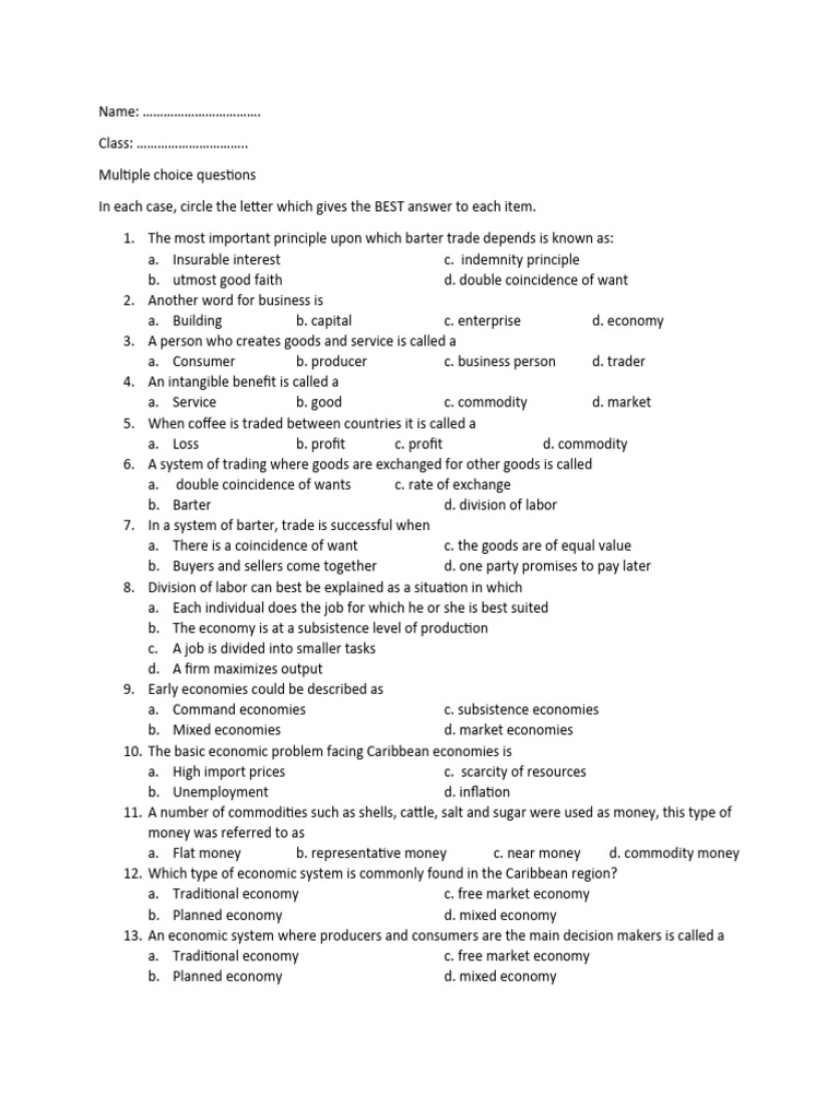 Pob Test | Download Free PDF | Economies | Money