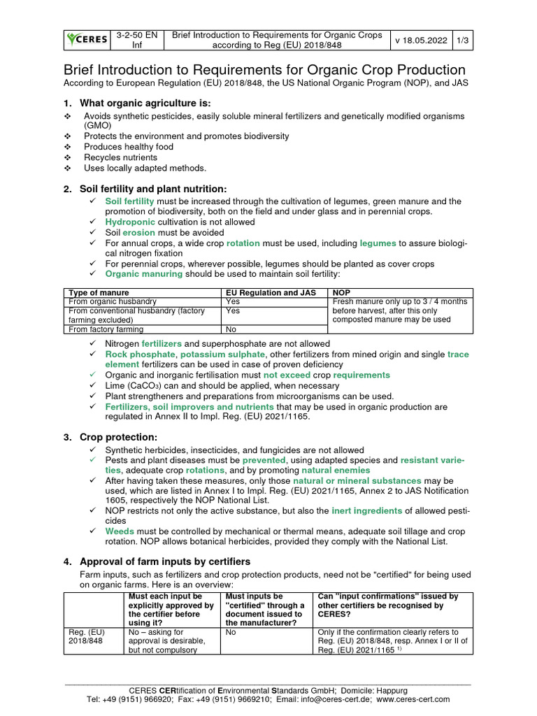 Organic Crop Production | PDF | Organic Farming | Agriculture