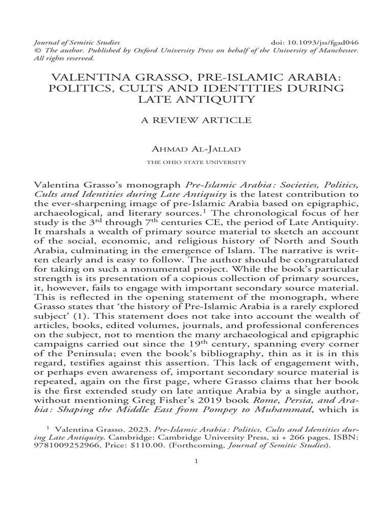 Al Jallad 2024 Review of Grasso PRE ISLA | PDF | Arabic