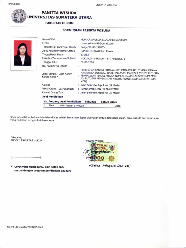 Form Wisuda (2) | PDF