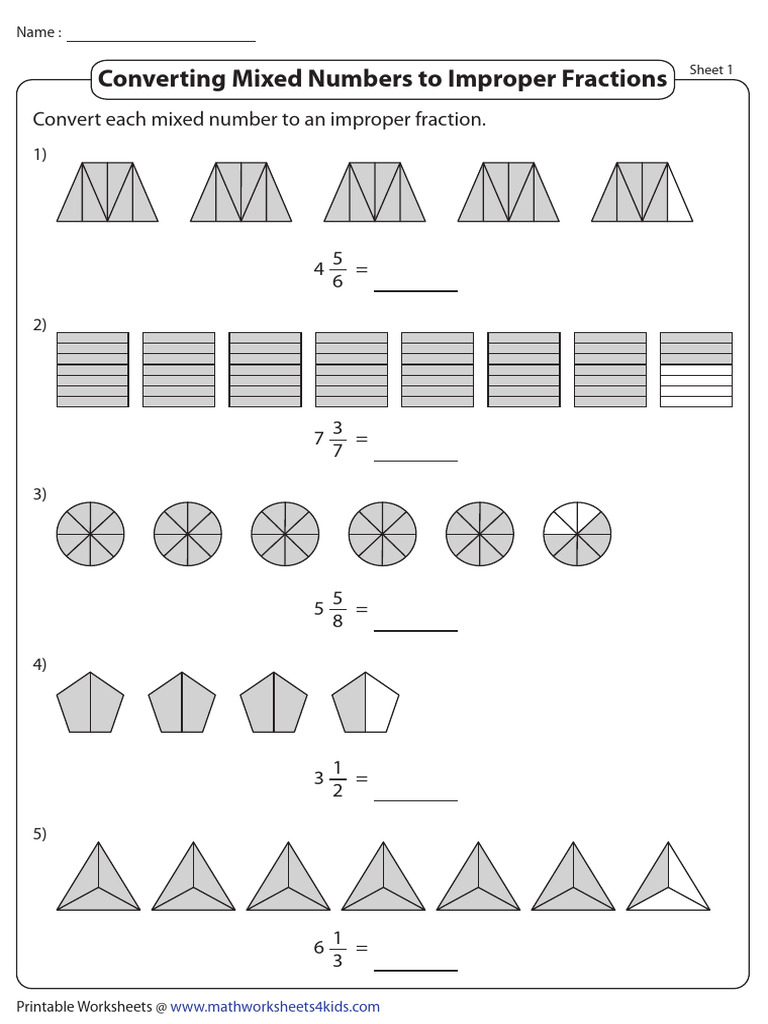 Convert Mixed Numbers to Improper Fractions | PDF