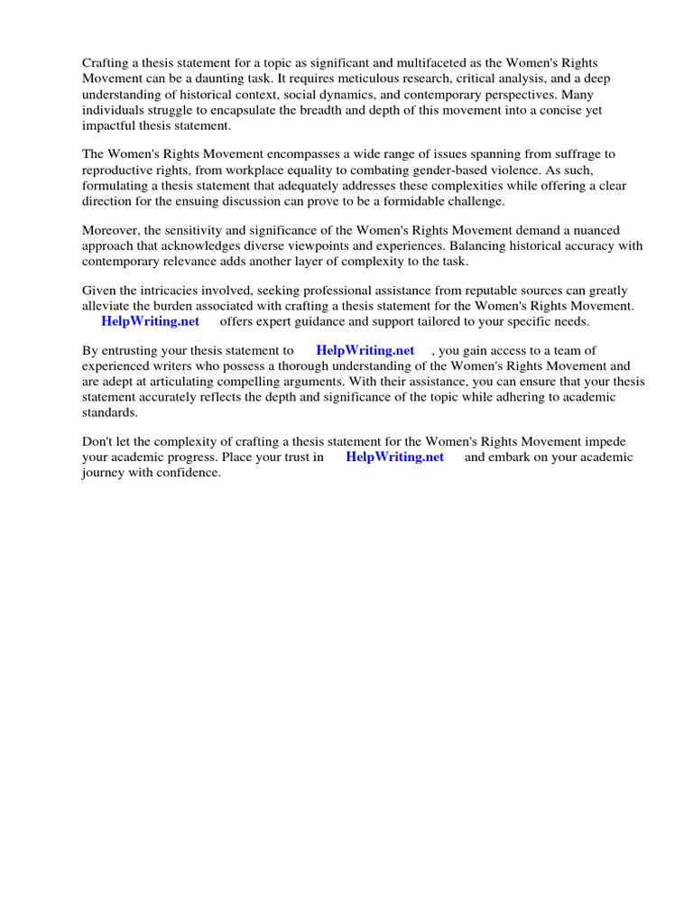 Thesis Statement for Womens Rights Movement | PDF | Gender Studies ...