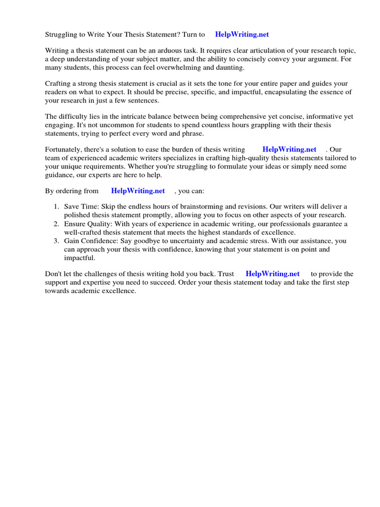 Write Thesis Statement Online | PDF | Essays | Thesis
