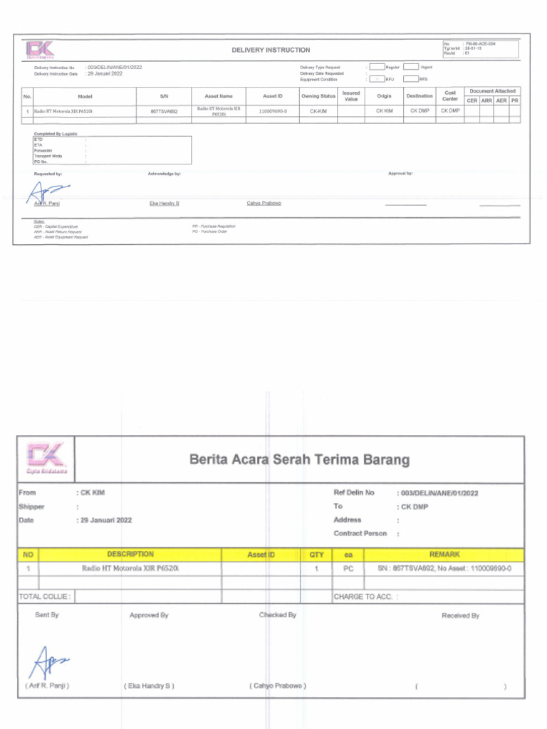 DELIN 1x Radio HT To CK DMP | PDF