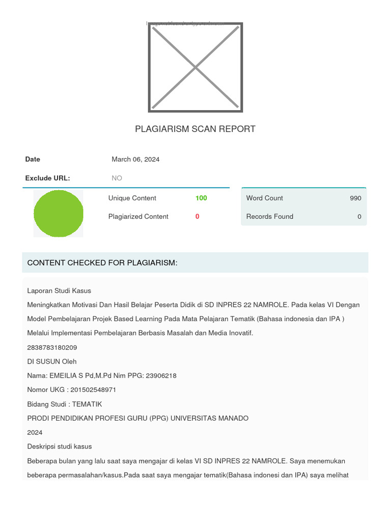Dokumen Hasil Turniting Studi Kasus | PDF