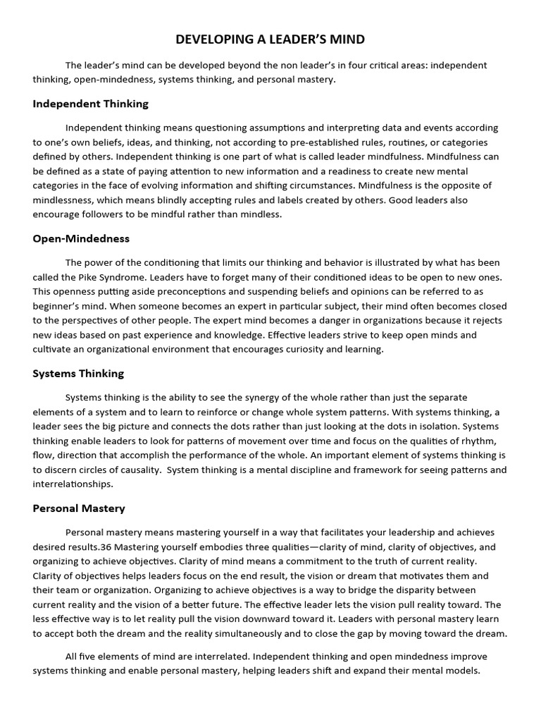 Developing A Leader | PDF | Leadership | Mind