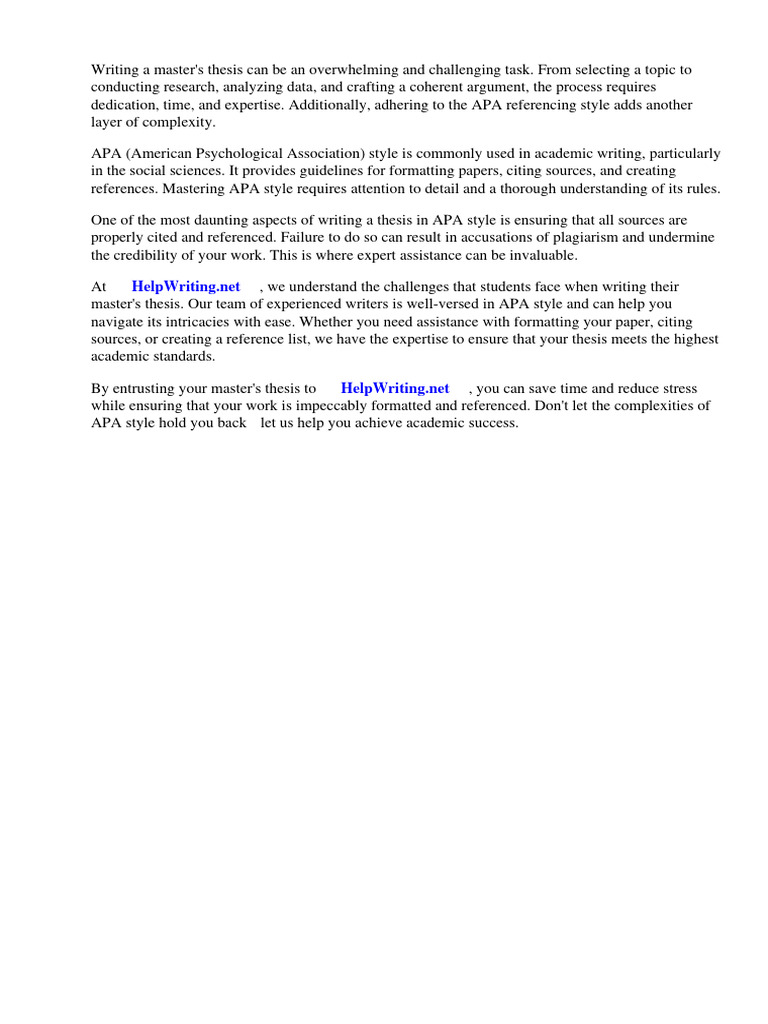 Master Thesis Reference Apa | PDF | Apa Style | Thesis