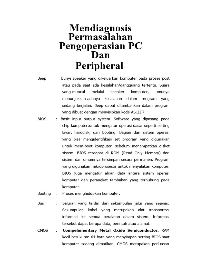 Modul Kls X (Mendiagnosis Permasalahan Pengoperasian PC Dan Peripheral) | PDF