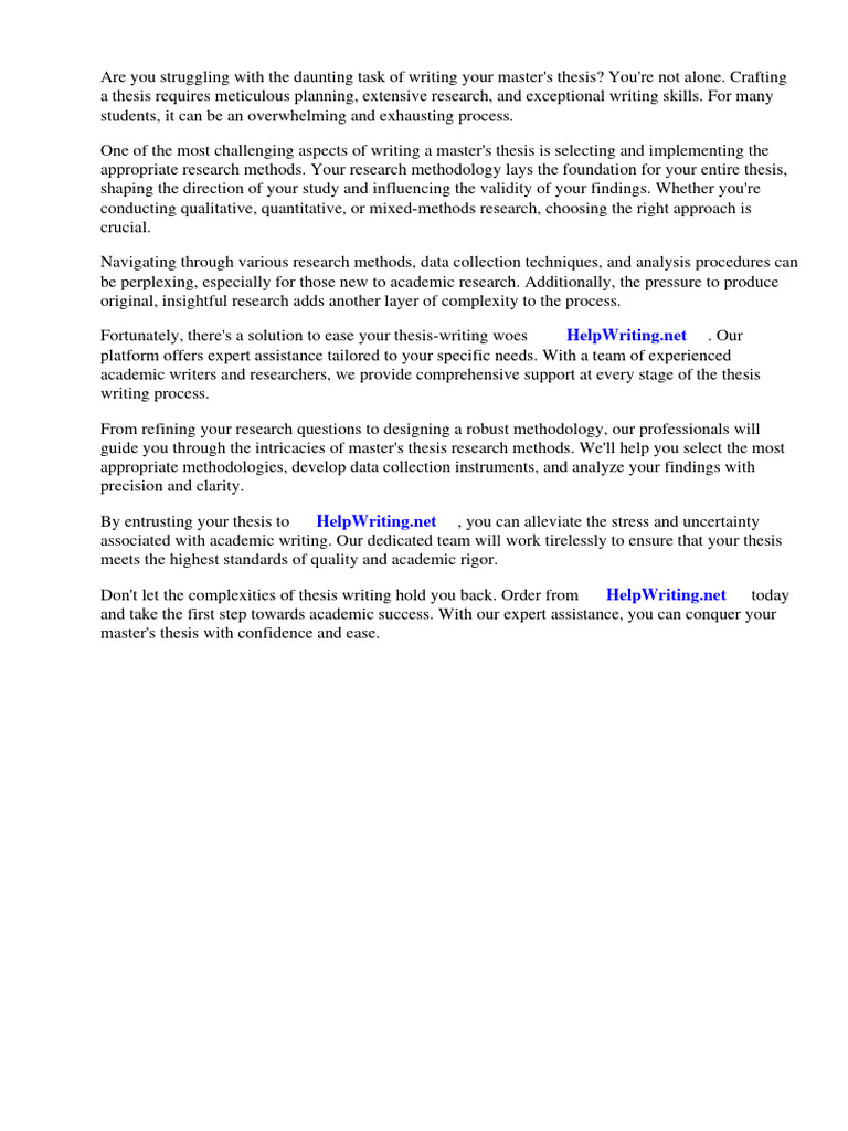 Master Thesis Research Methods | PDF | Methodology | Thesis