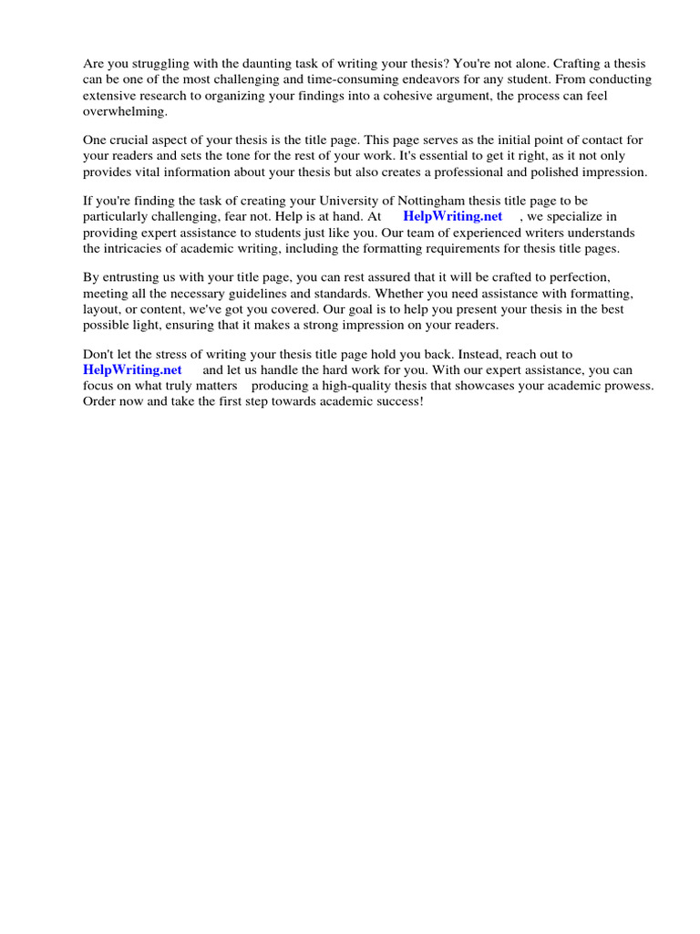 University of Nottingham Thesis Title Page | PDF | Thesis | World Wide Web