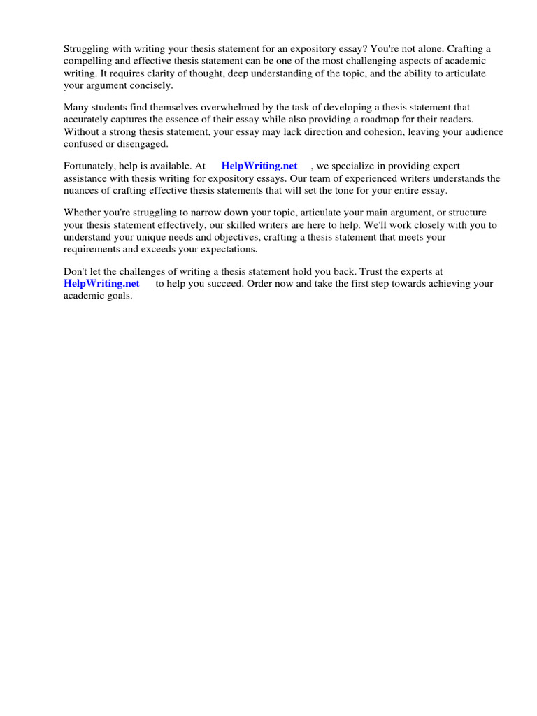 Thesis Statements For Expository Essays | PDF | Essays | Thesis