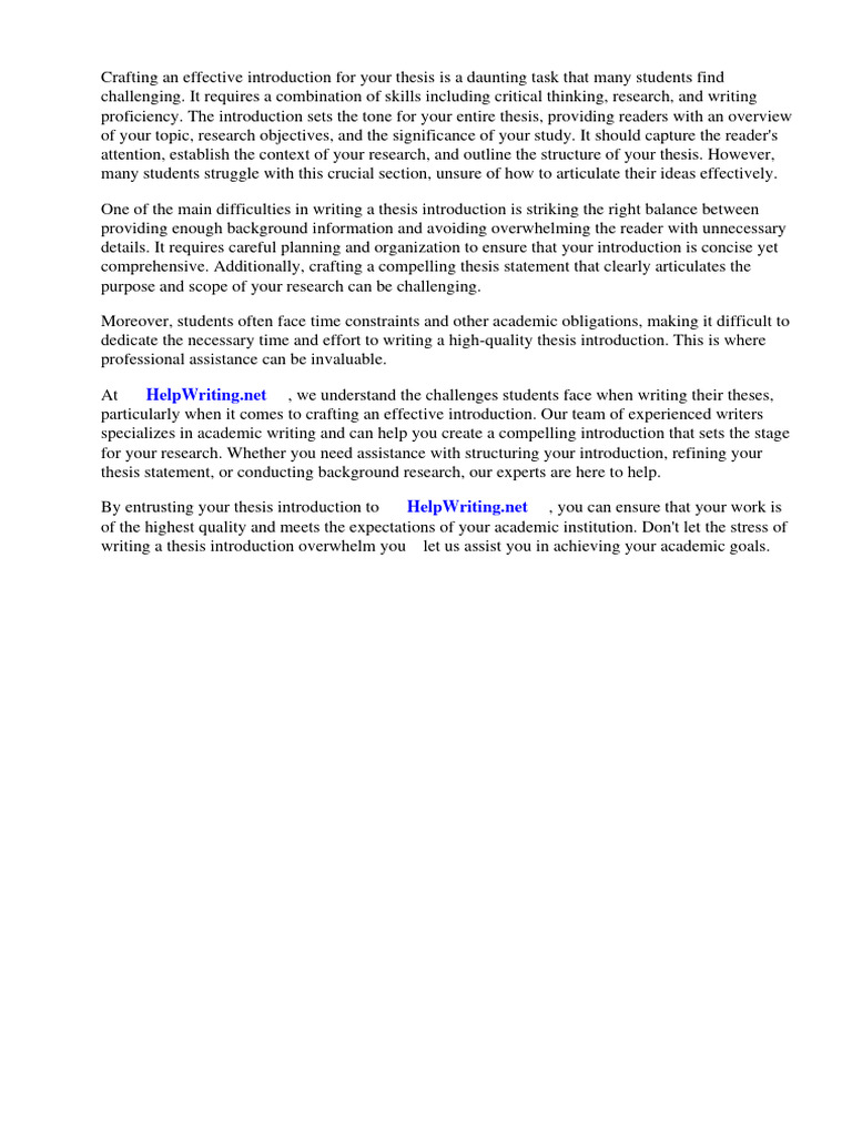 How To Make An Effective Introduction For Thesis | PDF