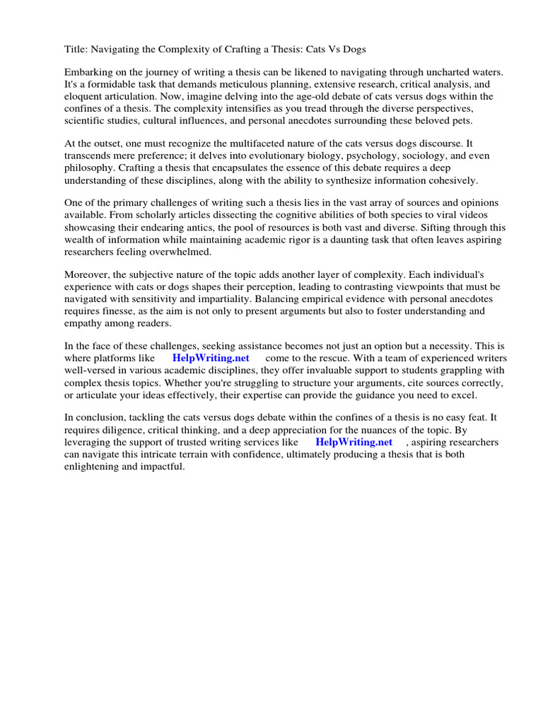 Cats Vs Dogs Thesis | Download Free PDF | Dogs | Cats