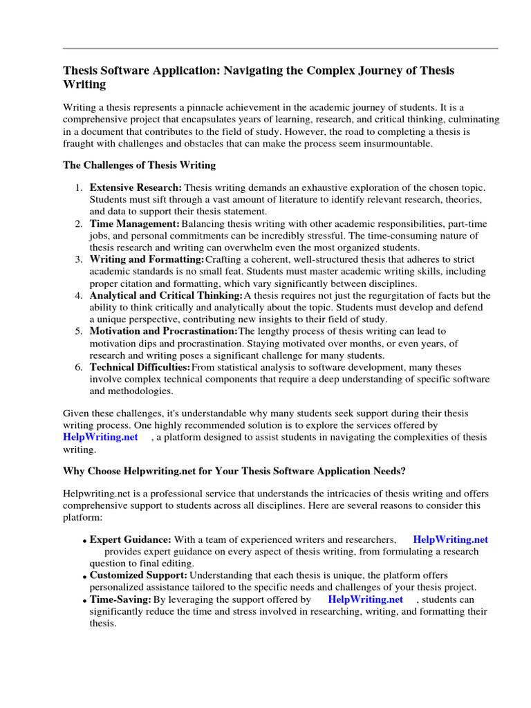 Thesis Software Application | PDF
