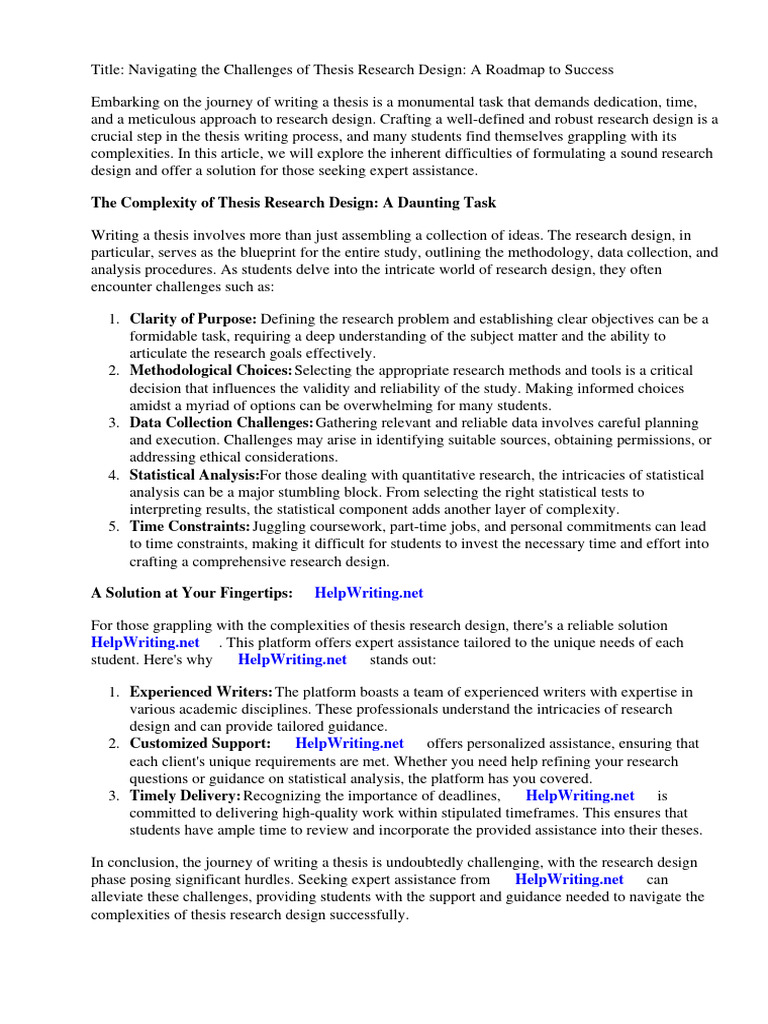 Thesis Research Design | PDF