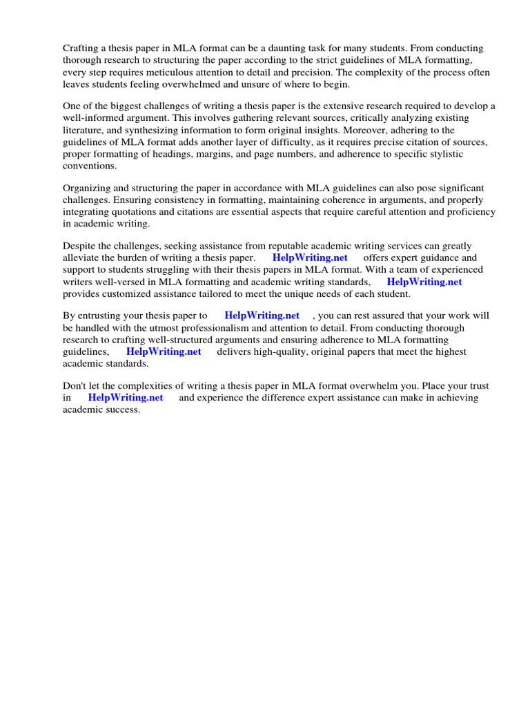 Mla Format Thesis Paper | PDF | Citation | Academic Publishing