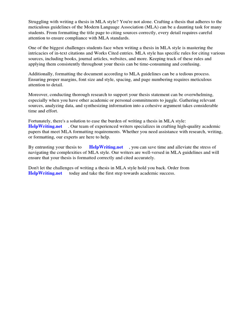 Thesis Mla Style | PDF | Citation | Thesis