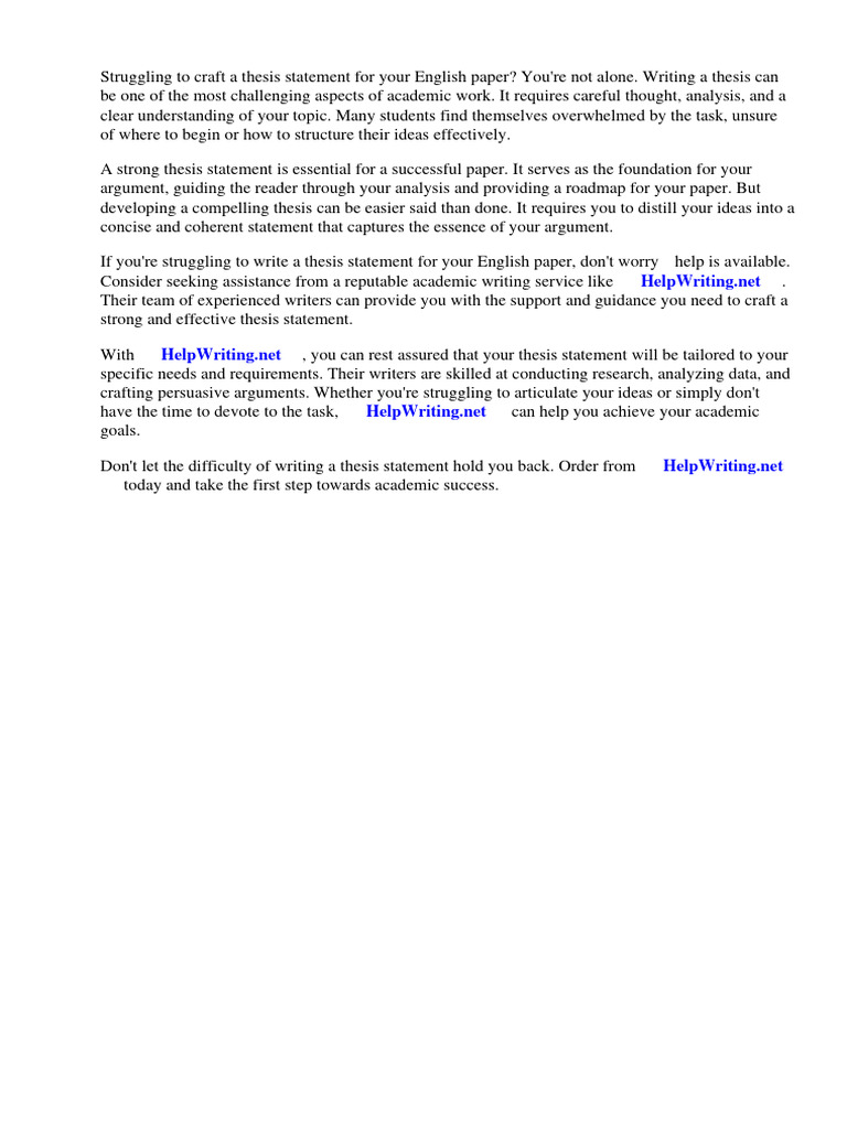 How To Write A Thesis Statement For English | PDF | Essays | Thesis