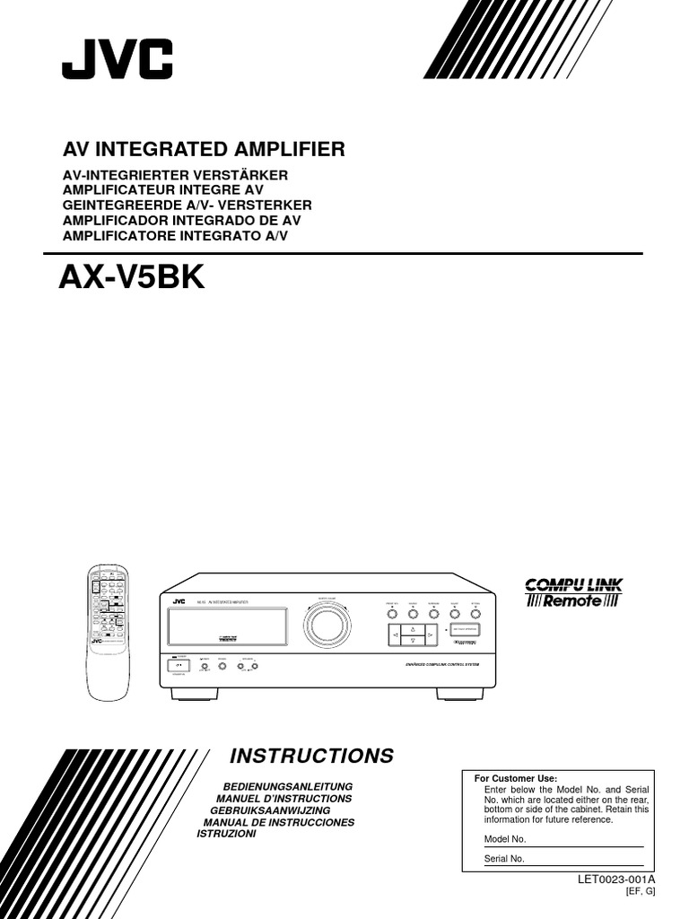 JVC Ax-V5bk Um | PDF | Loudspeaker | Videocassette Recorder