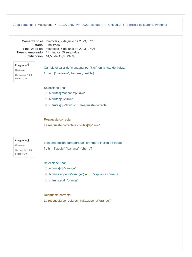Ejercicio Obligatorio - Python II - Revisión Del Intento | PDF ...