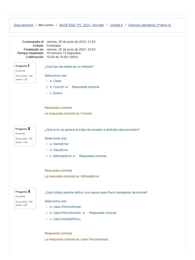 Ejercicio Obligatorio - Python IV - Revisión Del Intento | PDF | Informática | Ingeniería de ...