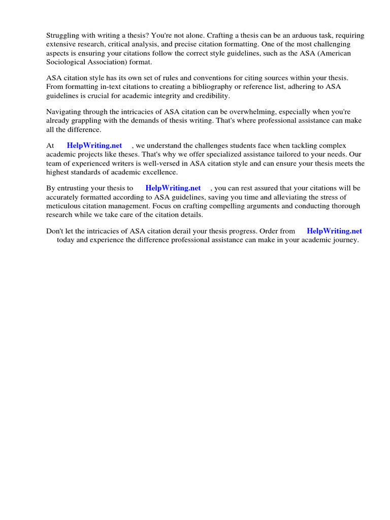How To Cite A Thesis Asa | PDF | Citation | Apa Style