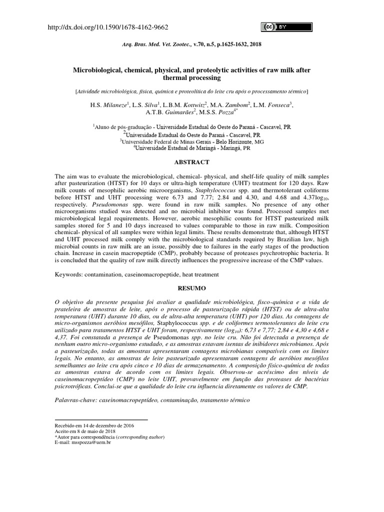Estudo CMP | PDF | Milk | Microbiology