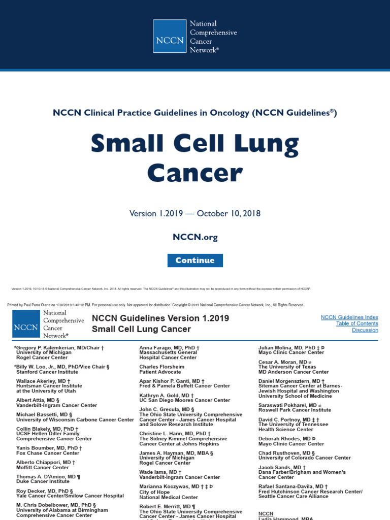 2019 NCCN Small Lung Cancer | Download Free PDF | Lung Cancer | Biopsy