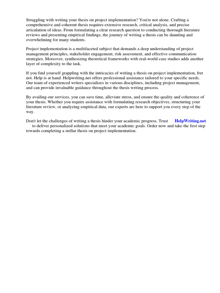 Thesis On Project Implementation | PDF