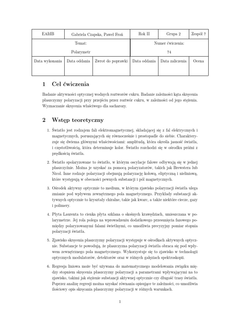 EFW Sprawozdanie 4 | PDF