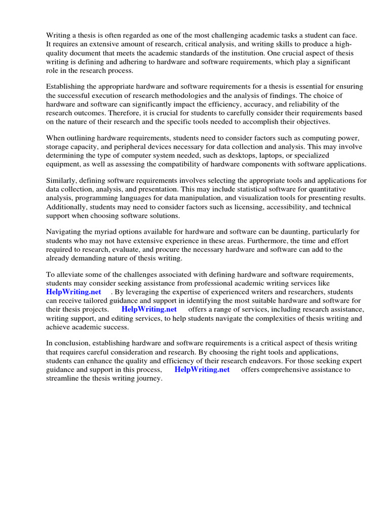 Sample Hardware and Software Requirements in Thesis | PDF | Software | Computer Hardware