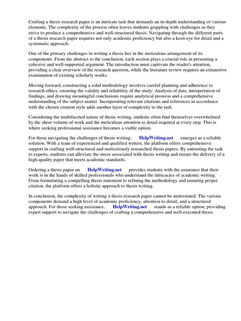 Parts of a Thesis Research Paper | PDF | Thesis | Methodology