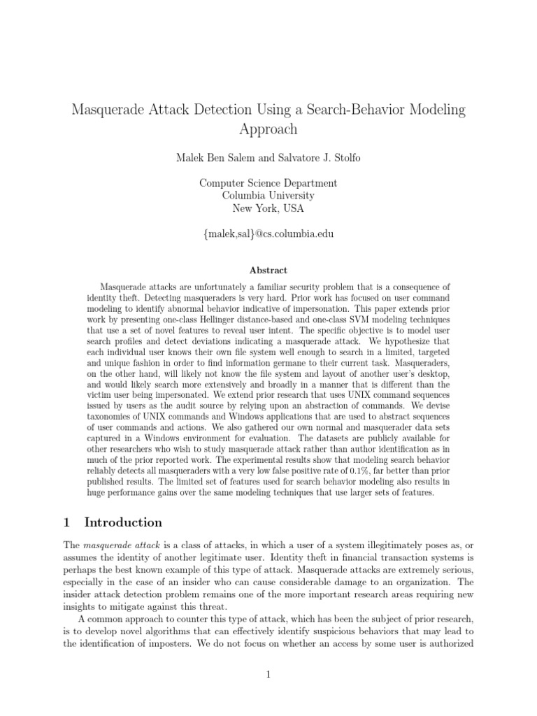 Masquerade Attack Detection via Search Behavior Modeling | PDF ...
