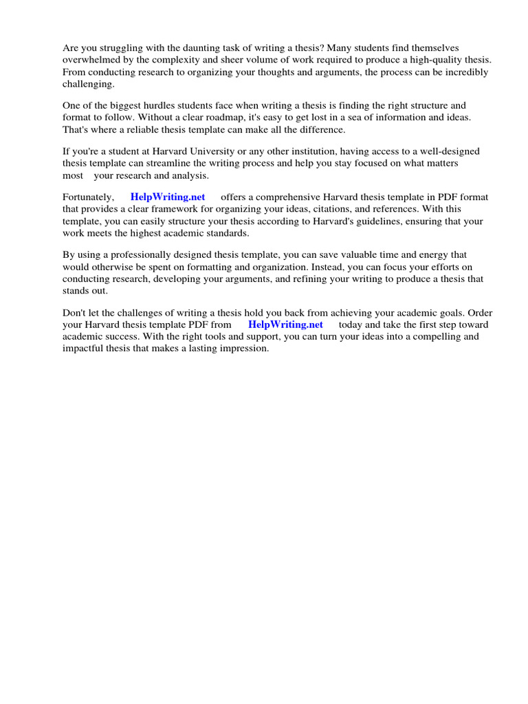 Harvard Thesis Template PDF | Download Free PDF | Thesis | Essays