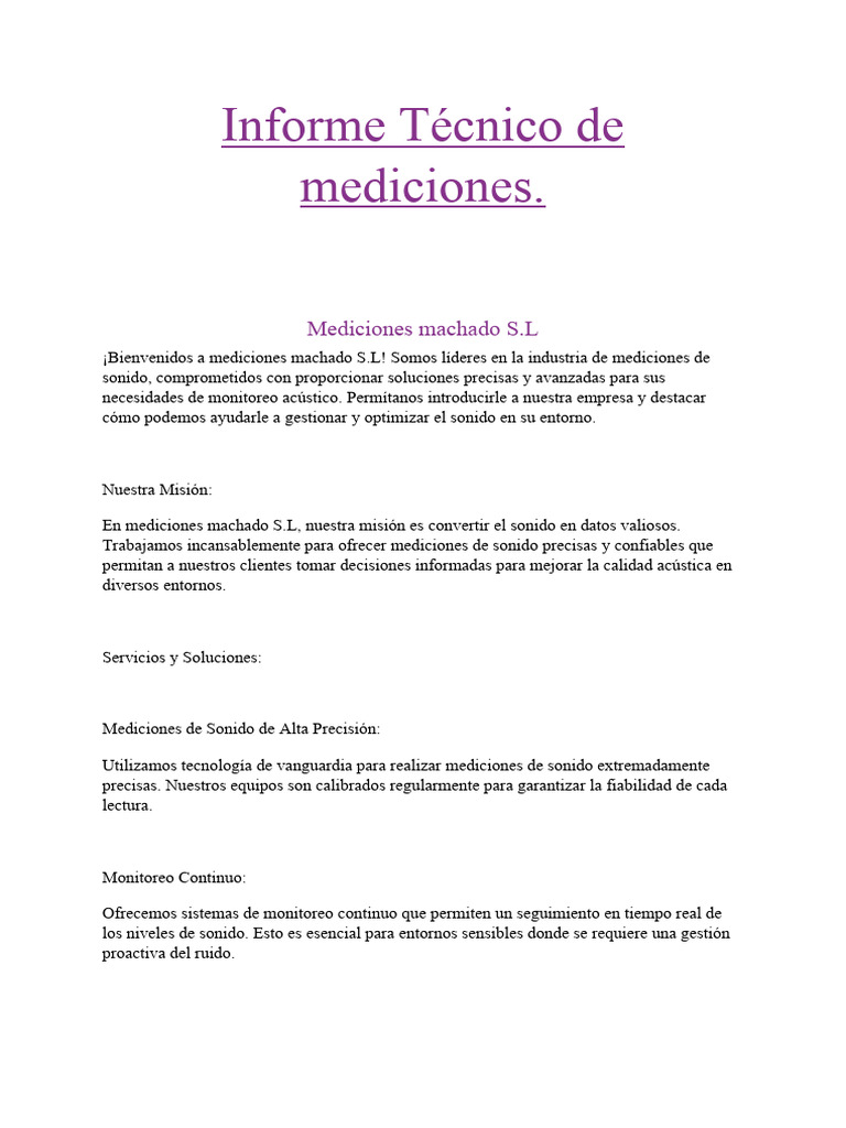 Informe Técnico de mediciones (1) | PDF