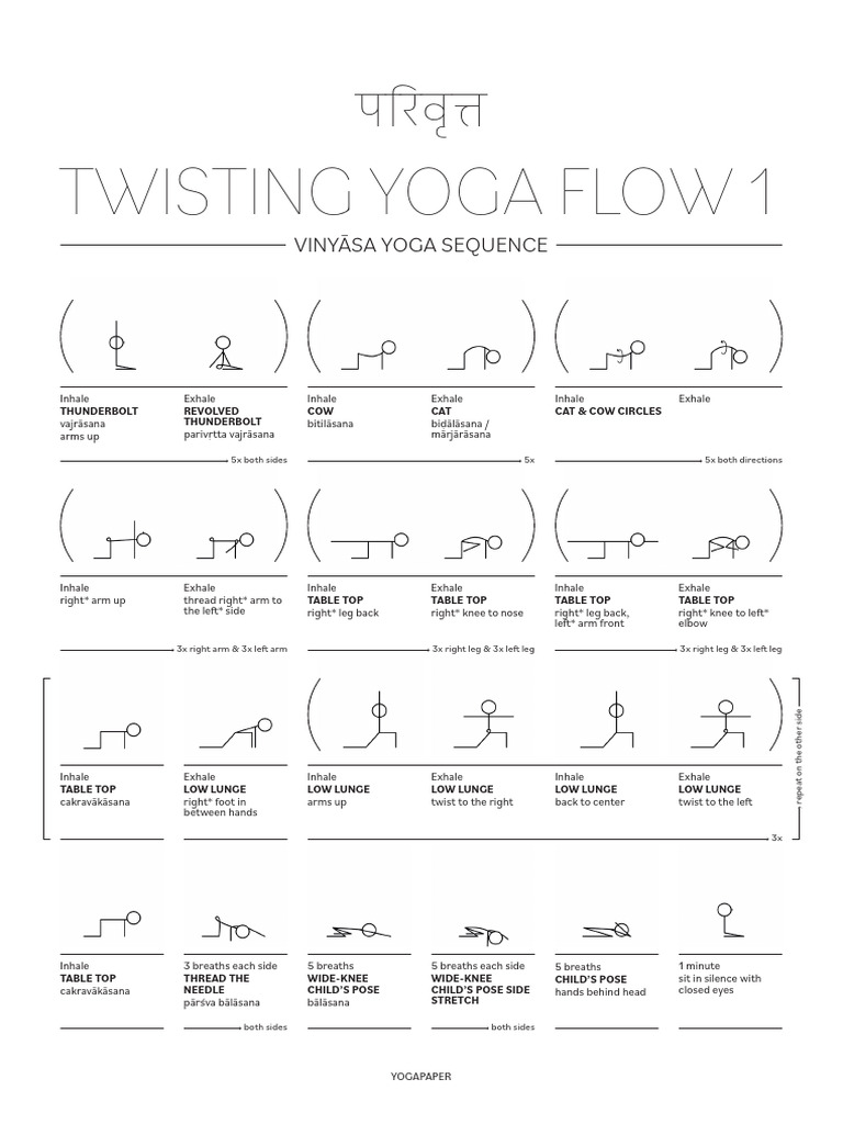 Twisting Flow Yoga Sequence A4 Free | PDF | Exhalation | Breathing