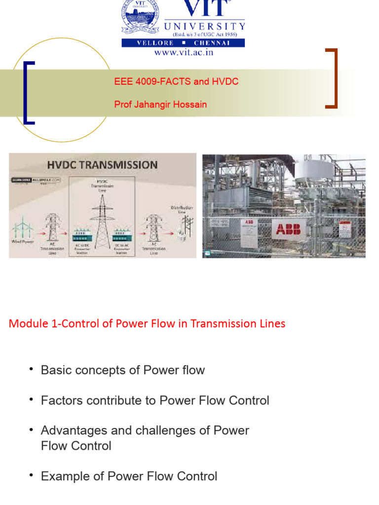 Lecture 1 Power Flow Control | PDF | Electric Power Transmission | Electrical Grid