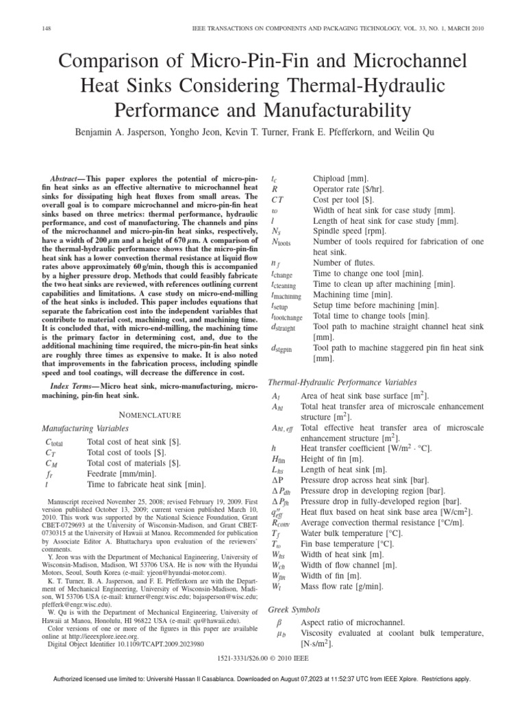 Jasperson Et Al. - 2010 - Comparison of Micro-Pin-Fin and Microchannel ...