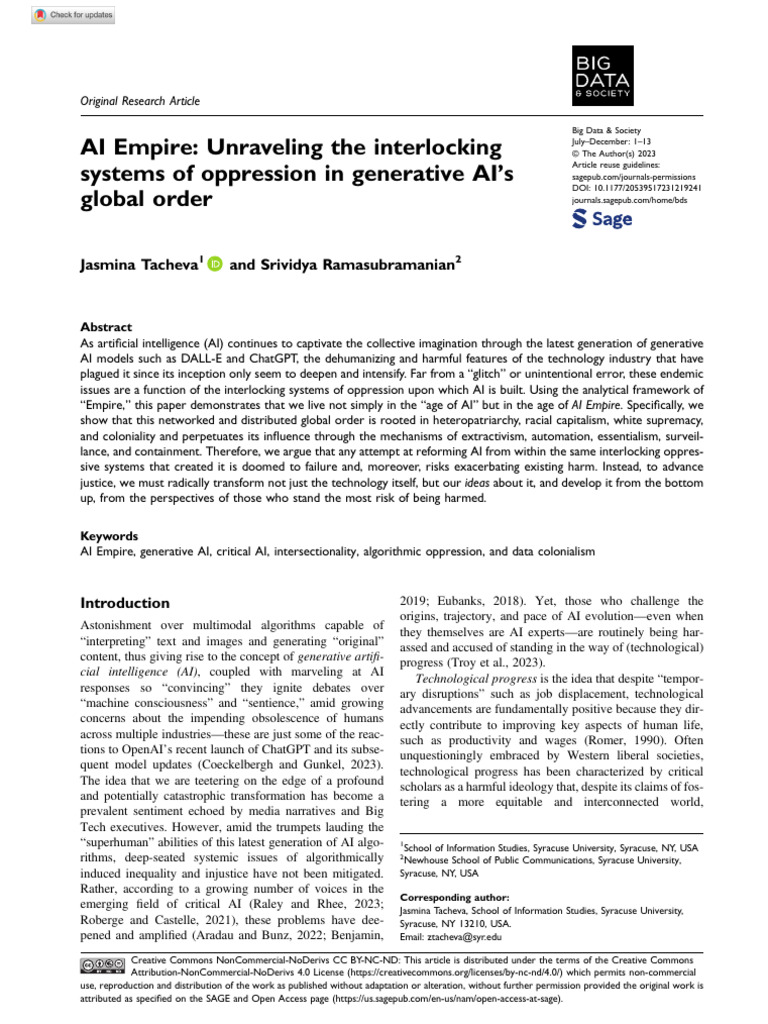 Ai Empire Unraveling The Interlocking Systems Of Oppression In Generative Ai S Global Order