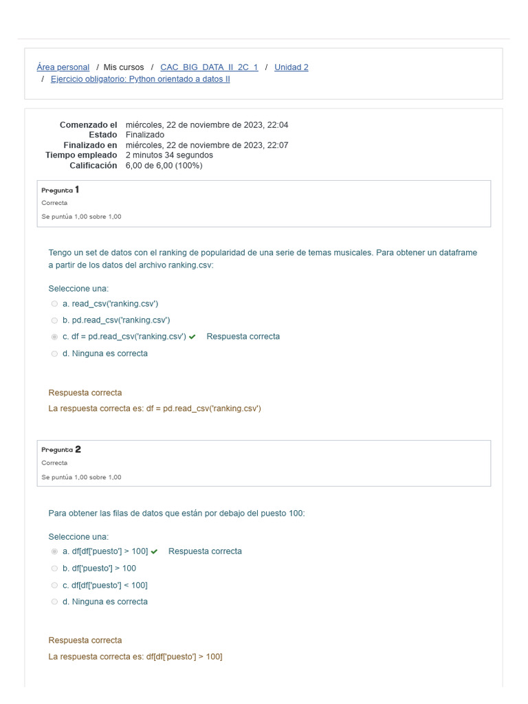 Ejercicio Obligatorio - Python Orientado A Datos II - Revisión Del Intento | PDF | Informática ...