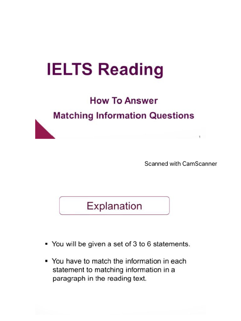 Reading Matching Information | PDF